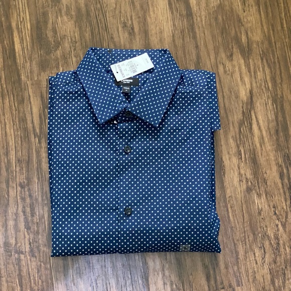Express | Shirts | Express Slim Dot Print Stretch Mx Dress Shirt | Poshmark